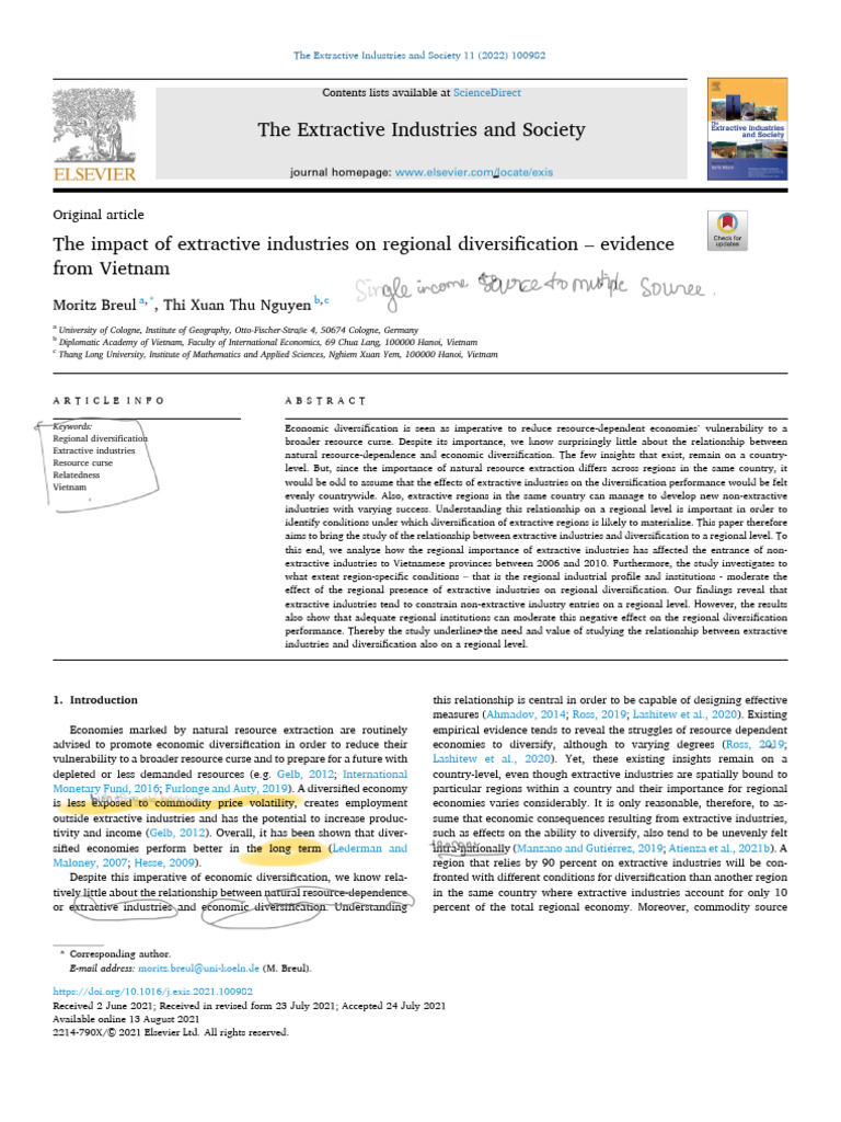 Breul 2022 The Impact of Extractive Industries On Regional ...