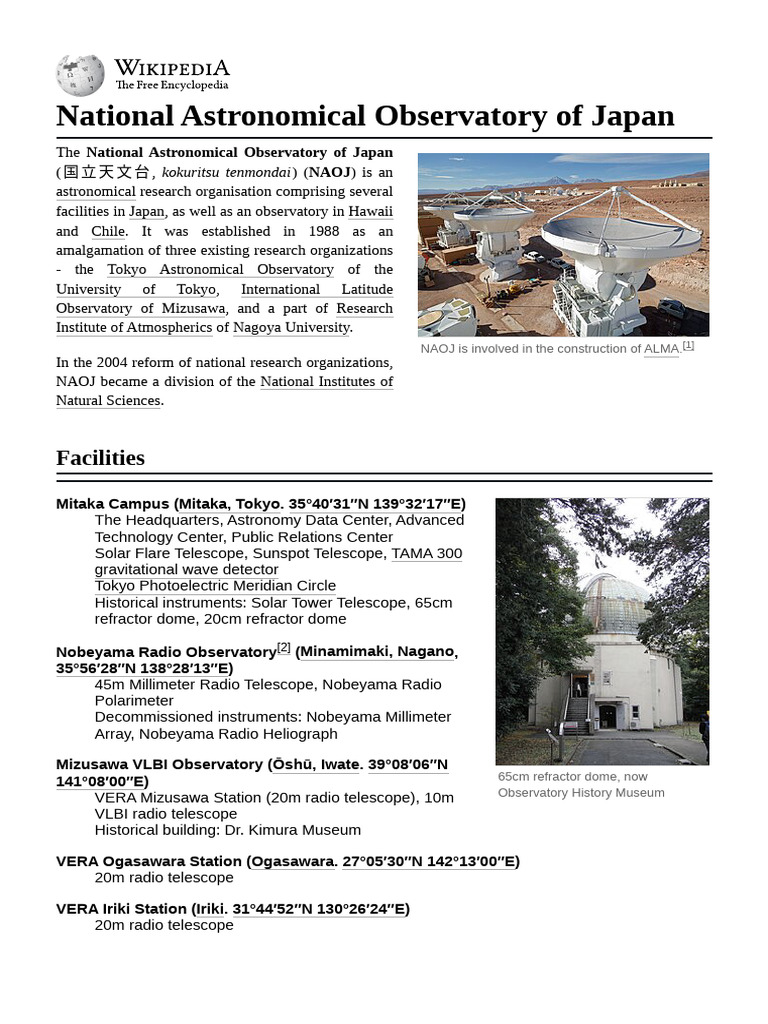 National_Astronomical_Observatory_of_Japan | PDF | Observatory | Astronomy