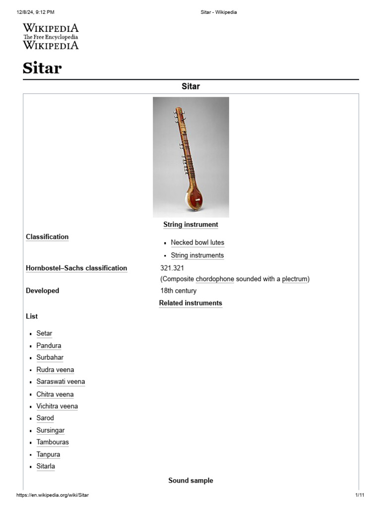 Sitar - Musical - Instrument - 01 | PDF | Music Technology | String ...