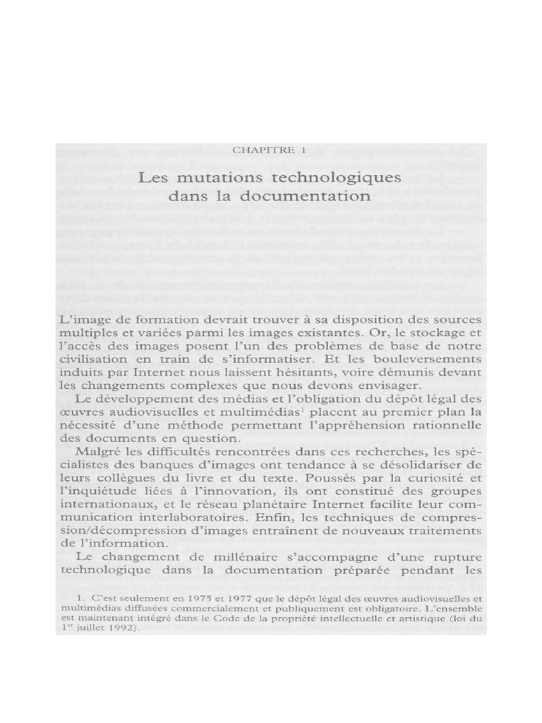 Chapitre 1 Les Mutations Technologiques Dans La Documentation | PDF Chapitre 1 Les Mutations Technologiques Dans La Documentation | PDF