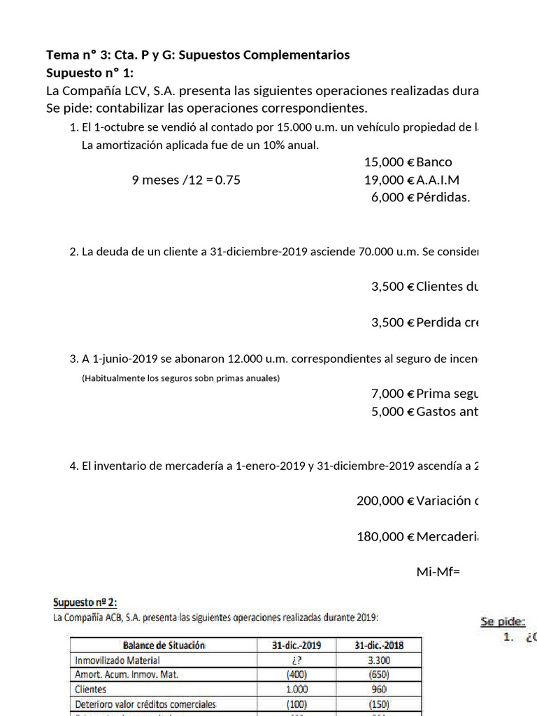 Tema 3 Sup. LCV, S.A. Cta. de Pérdidas y Ganancias ICID SOLUC | PDF