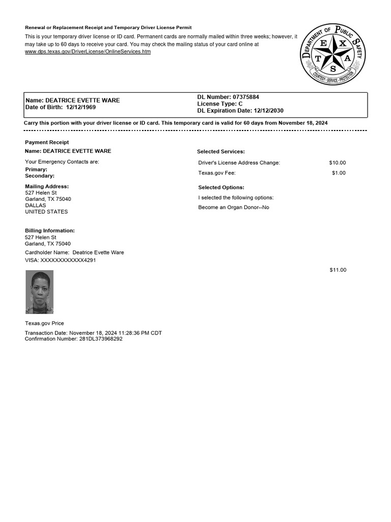 Temporary Driverlicense or Id 06182024 | PDF | Driver's License ...