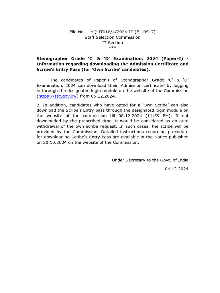 Steno Paper-I 2024 AC - 51224 | PDF