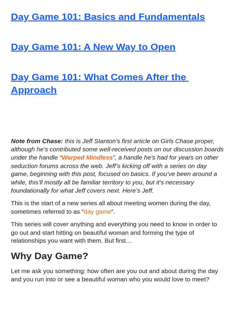 Day Game 101 Basics and Fundamentals - 20241122 - 115909 - 0000 | PDF