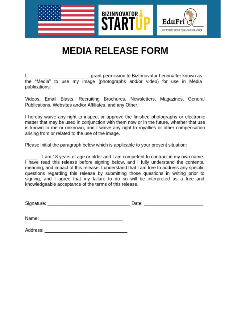 Media Release Form | PDF