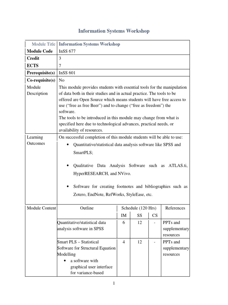 Outline - Information Systems Workshop | PDF | Information Technology ...