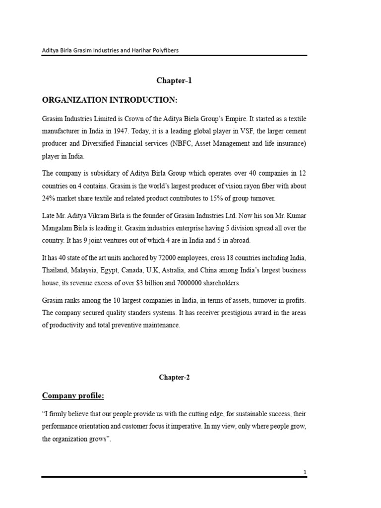 Aditya Birla Grasim Industries Harihar | PDF