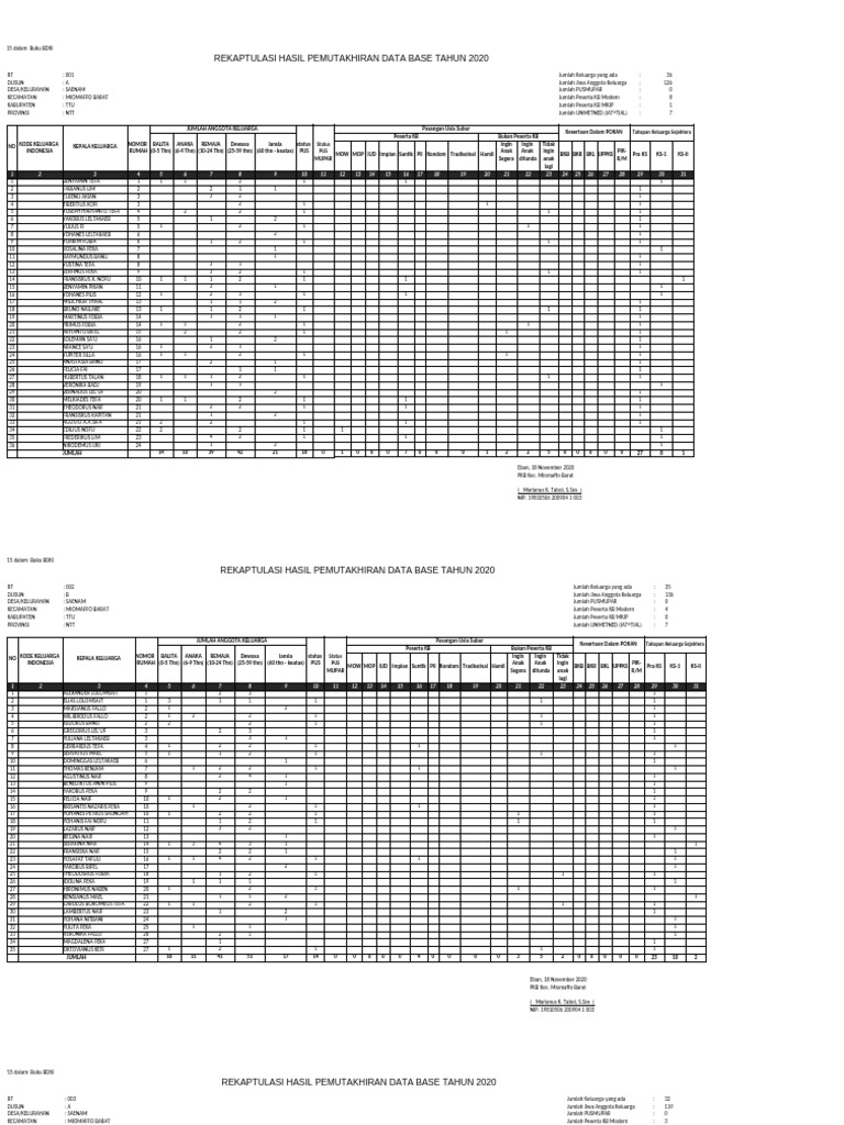 Format Rekapan DESA SAENAM | PDF