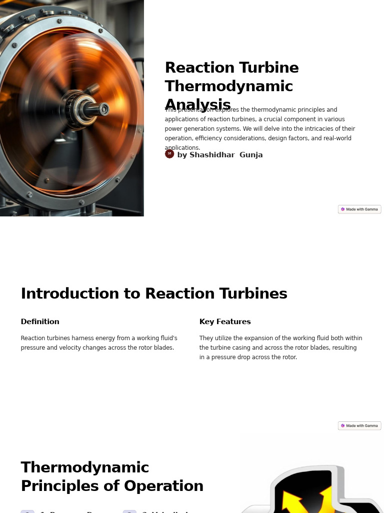 Thermodynamic Analysis of Reaction Turbines | PDF | Turbine | Electricity Generation