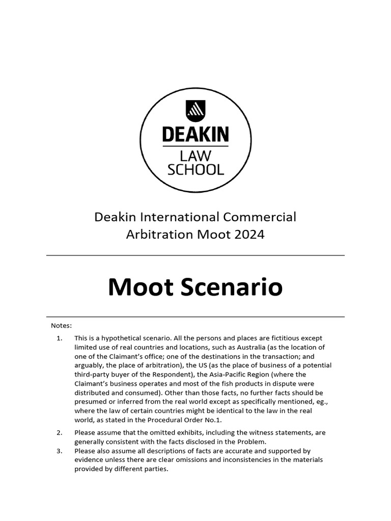 Moot Problem - 2024 Deakin ICA Moot | PDF | Arbitration | Breach Of ...
