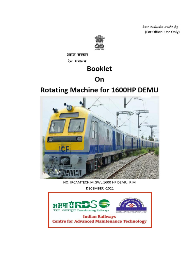 1600HP DEMU Rotating Machine Manual | PDF | Bearing (Mechanical ...