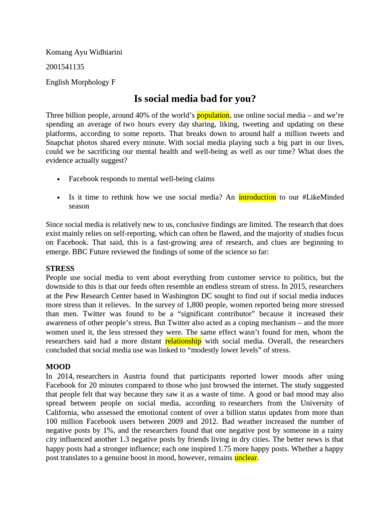 135 - Komang Ayu Widhiarini - Artikel English Morpho | PDF | Jealousy | Social Media