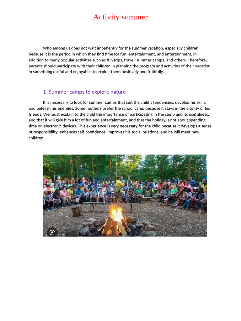 Summer Activities for Kids Guide | PDF