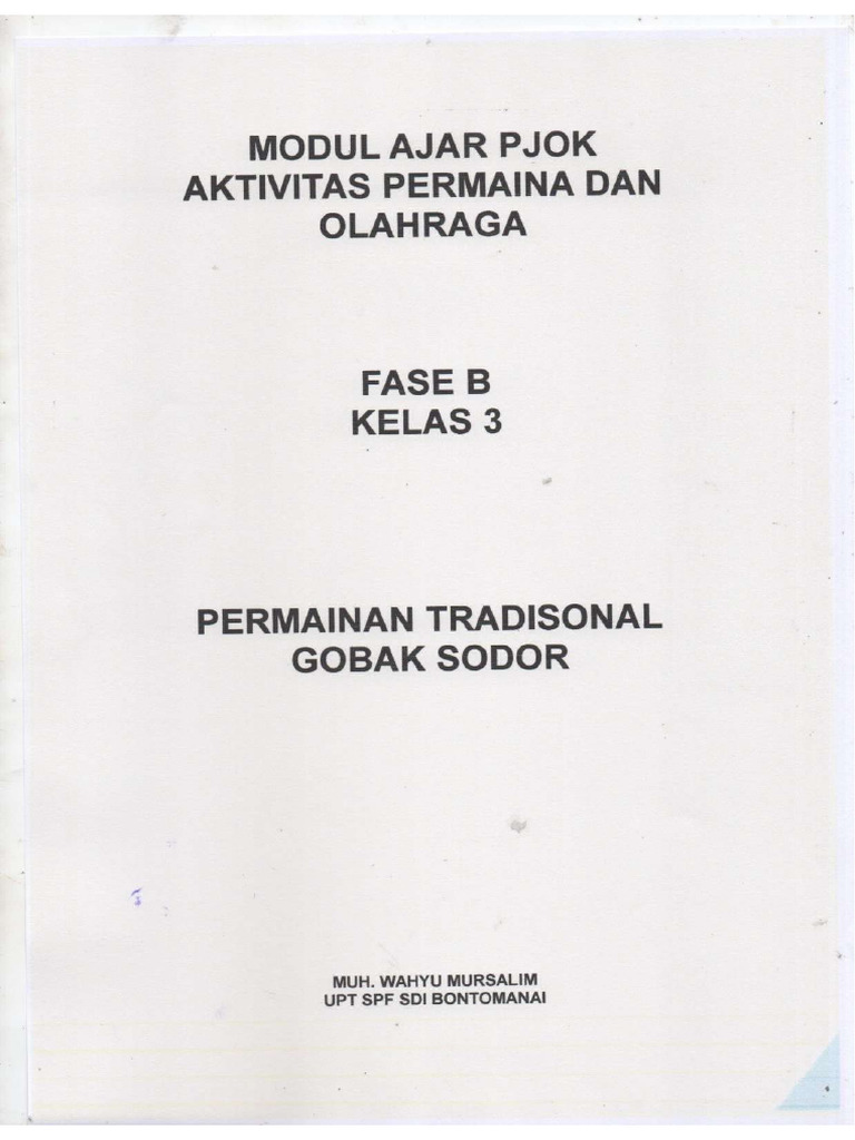 Ilide - Info Modul Ajar Pjok Kelas 3 Permainan Tradisional Gobak Sodor Fix PR ...