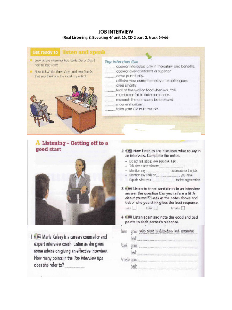 Job Interview (Listening Practice) | PDF