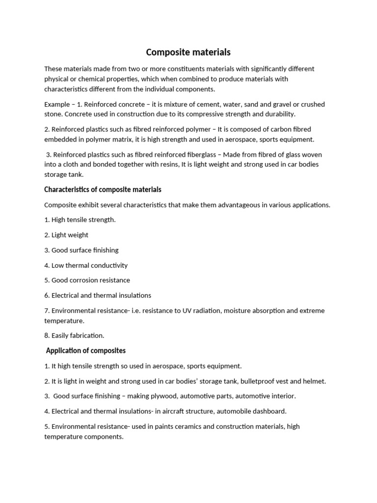Composite Materials Notes | PDF | Composite Material | Fibers