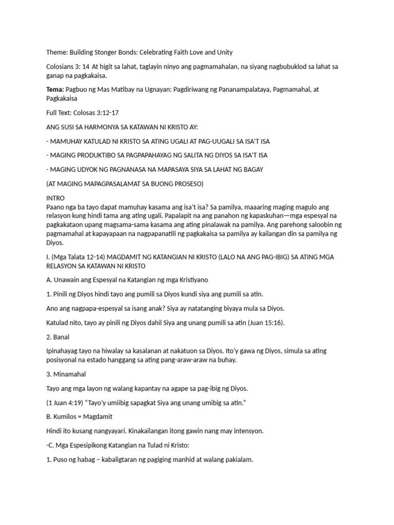 Colosians 3 Verse 12 To 17 | PDF