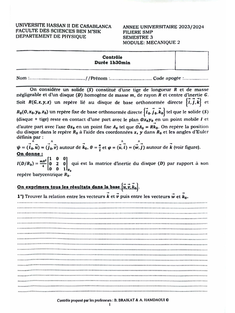 Examen Mécanique Solide Normal | PDF
