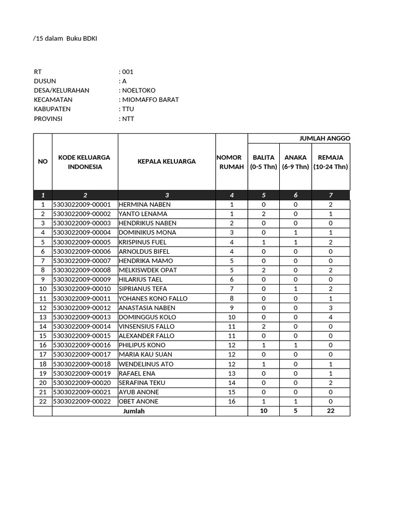 Format Rekapan DESA NOELTOKO | PDF