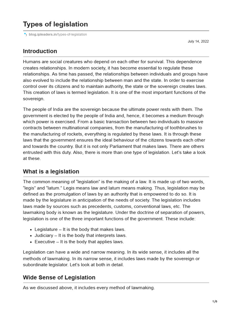 Types of legislation | PDF | Precedent | Sources Of Law