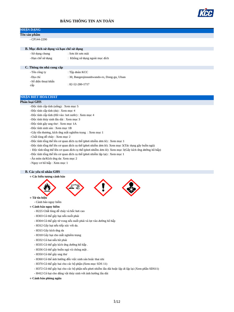 KCC-CP 144 (MSDS) | PDF