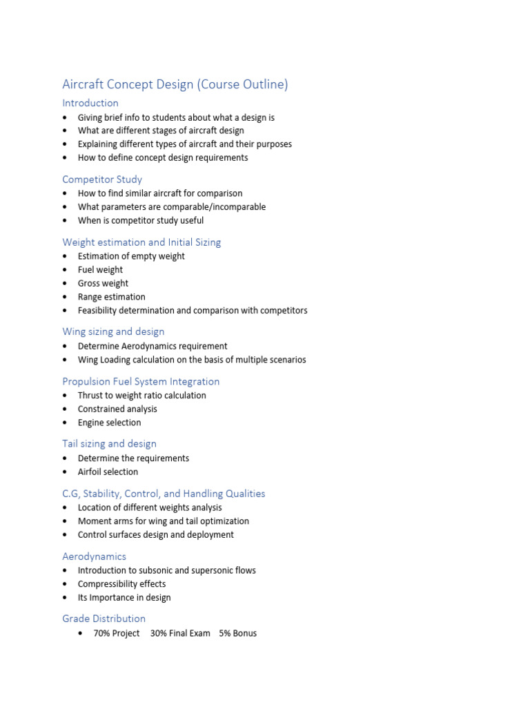 Aircraft Concept Design | PDF