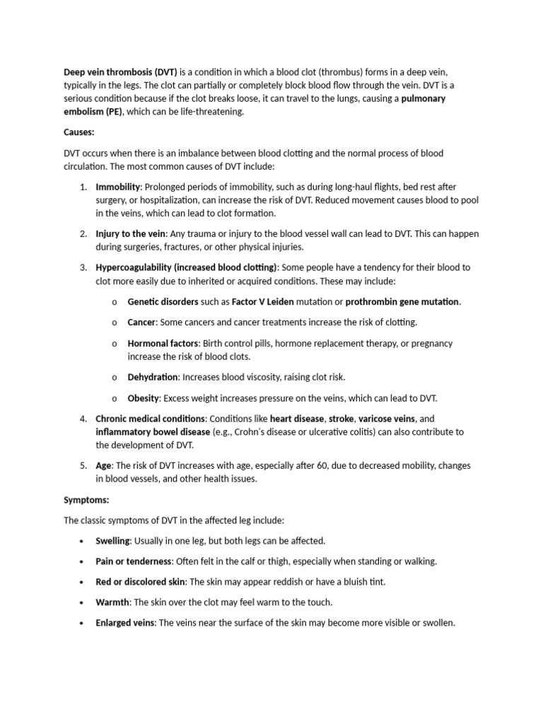 Deep Vein Thrombosis Pdf Thrombosis Vein