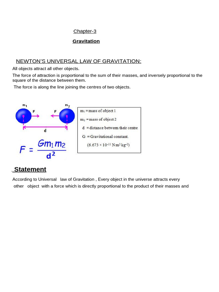 Gravitation Notes | PDF