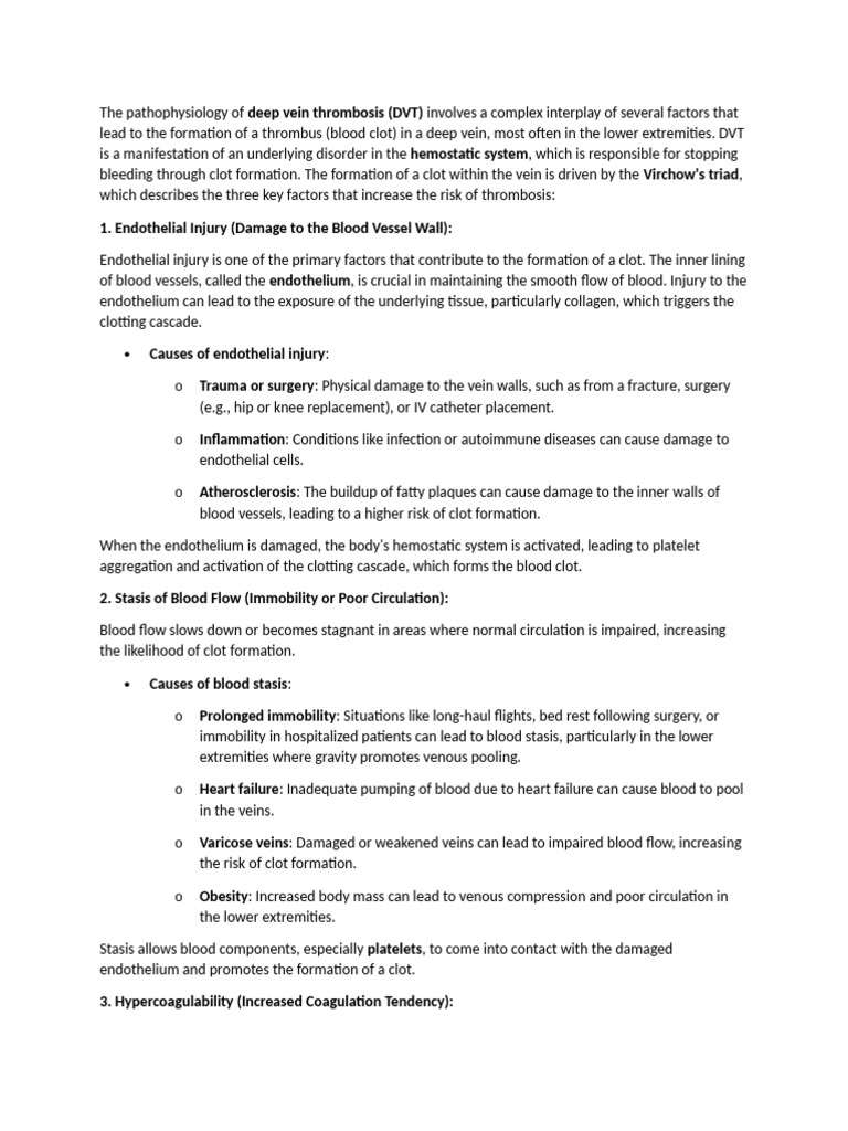 The Pathophysiology of Deep Vein Thrombosis | PDF | Thrombus | Coagulation