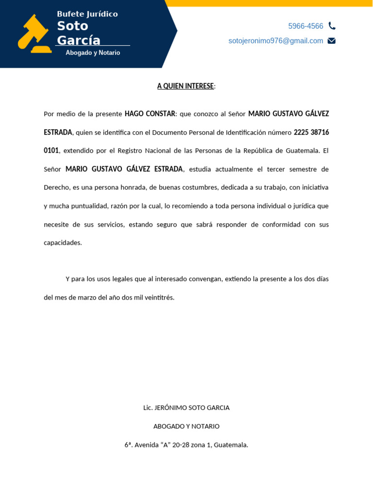 Carta de Recomendacion Mario Gustavo | PDF