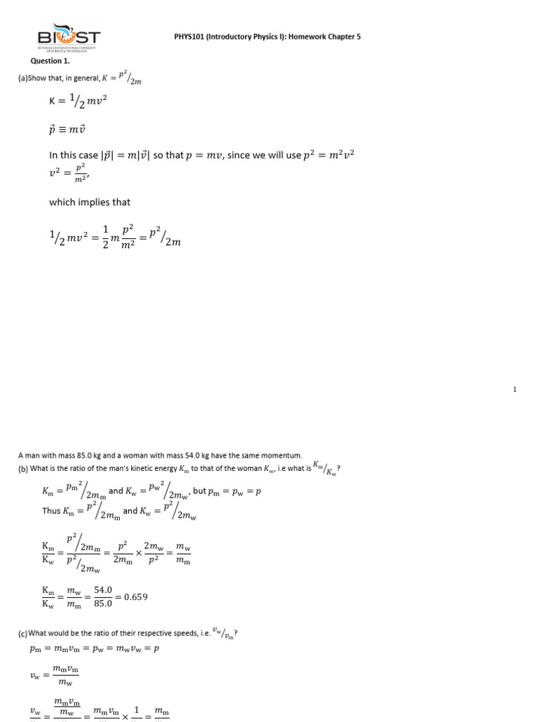 HW Chapter 5 Energy MEMO FULL | PDF | Collision | Kinetic Energy