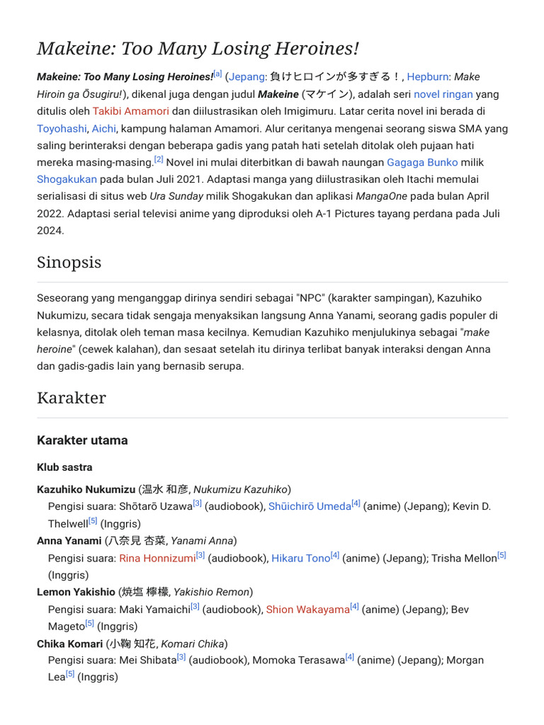 Makeine: Banyaknya Heroine Kalah | PDF