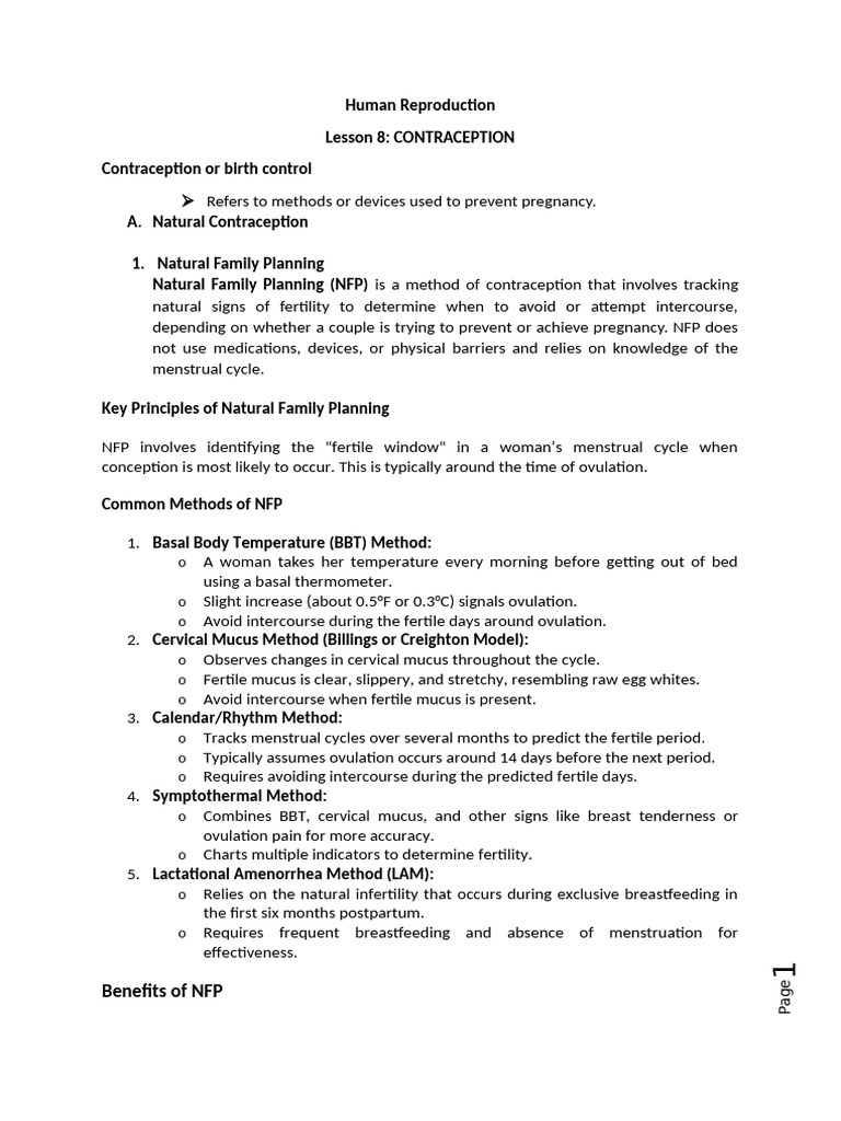 Lesson 8 Contraception Human Reproduction | PDF | Condom | Birth Control