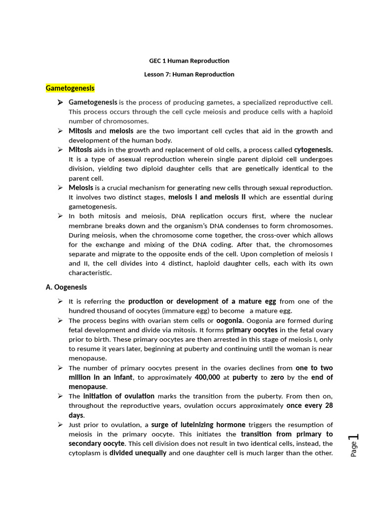 Lesson 7 Human Reproduction | PDF | Meiosis | Twin
