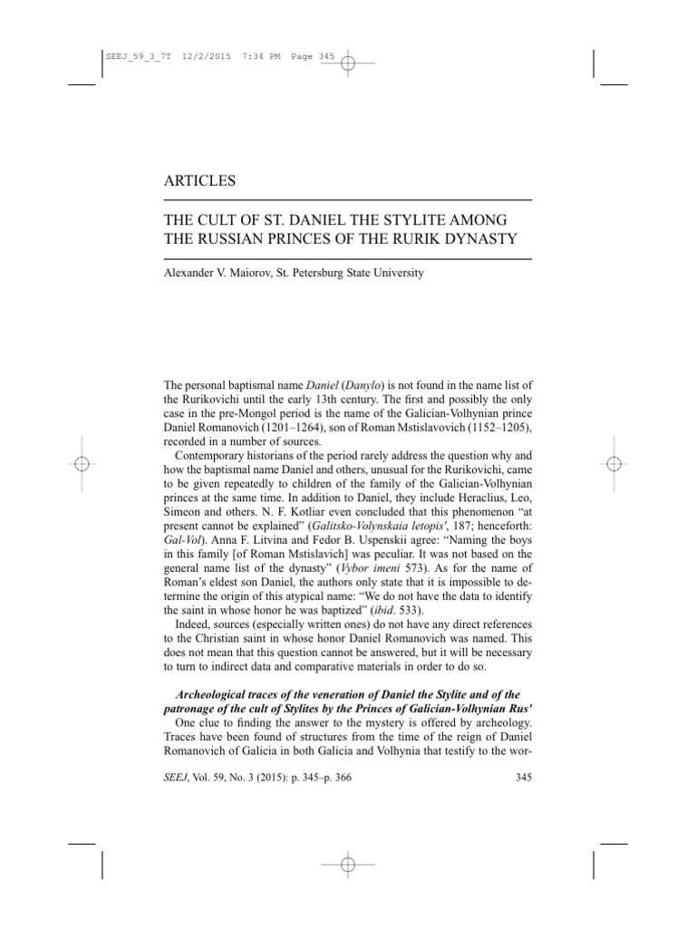 The Cult of St Daniel the Stylite Among | PDF