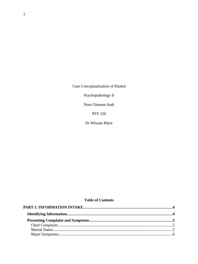 Case Conceptualization - Graduate | PDF | Mental Disorder | Major ...