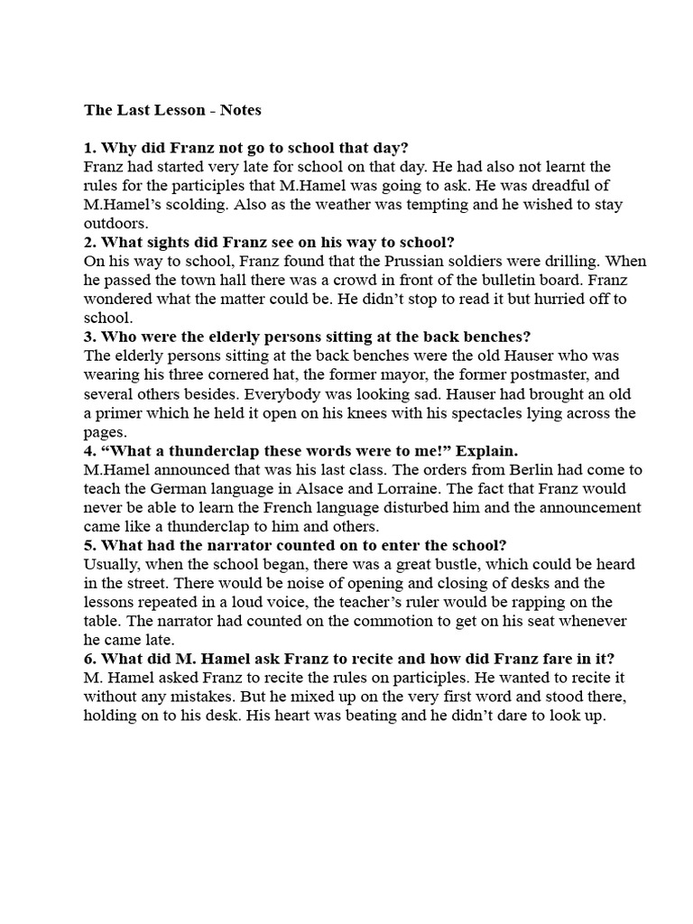 The_Last_Lesson_Notes_2.docx | PDF