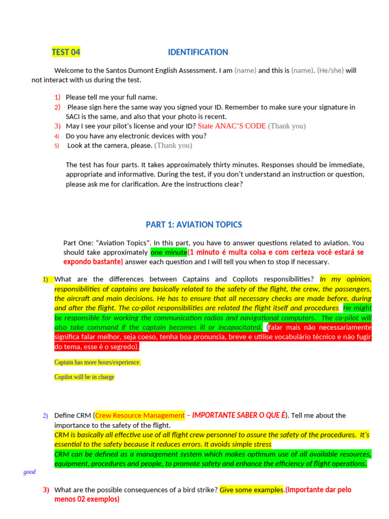 CFT ICAO+NA+PROA+Test+04 | PDF | Air Traffic Control | Airplane