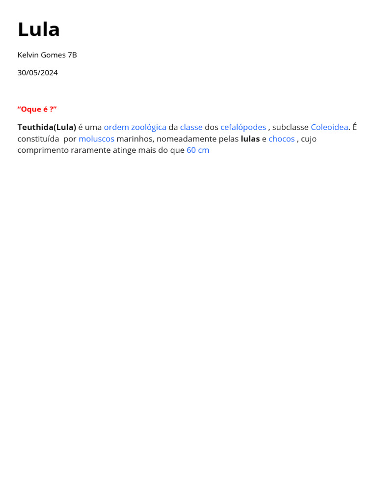 Características da Ordem Teuthida | PDF