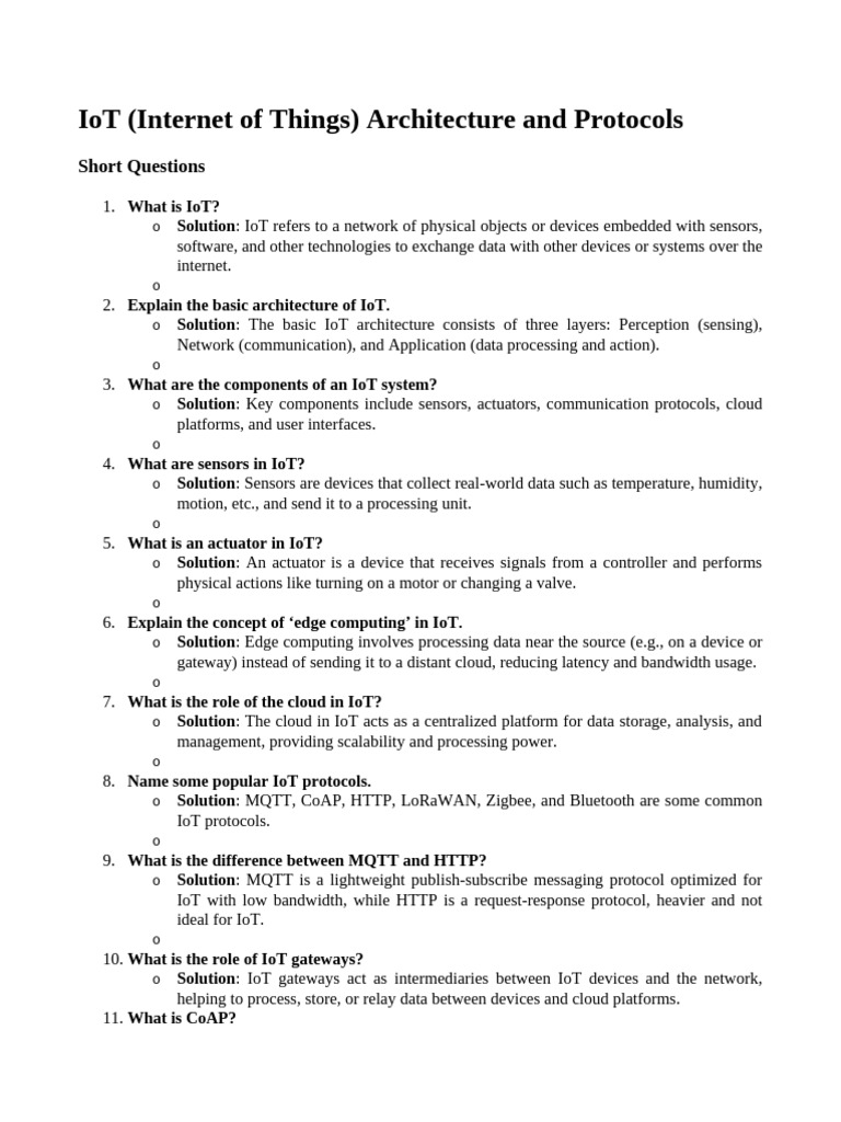 IoT Arc Question With Solution | PDF | Internet Of Things | Computer ...