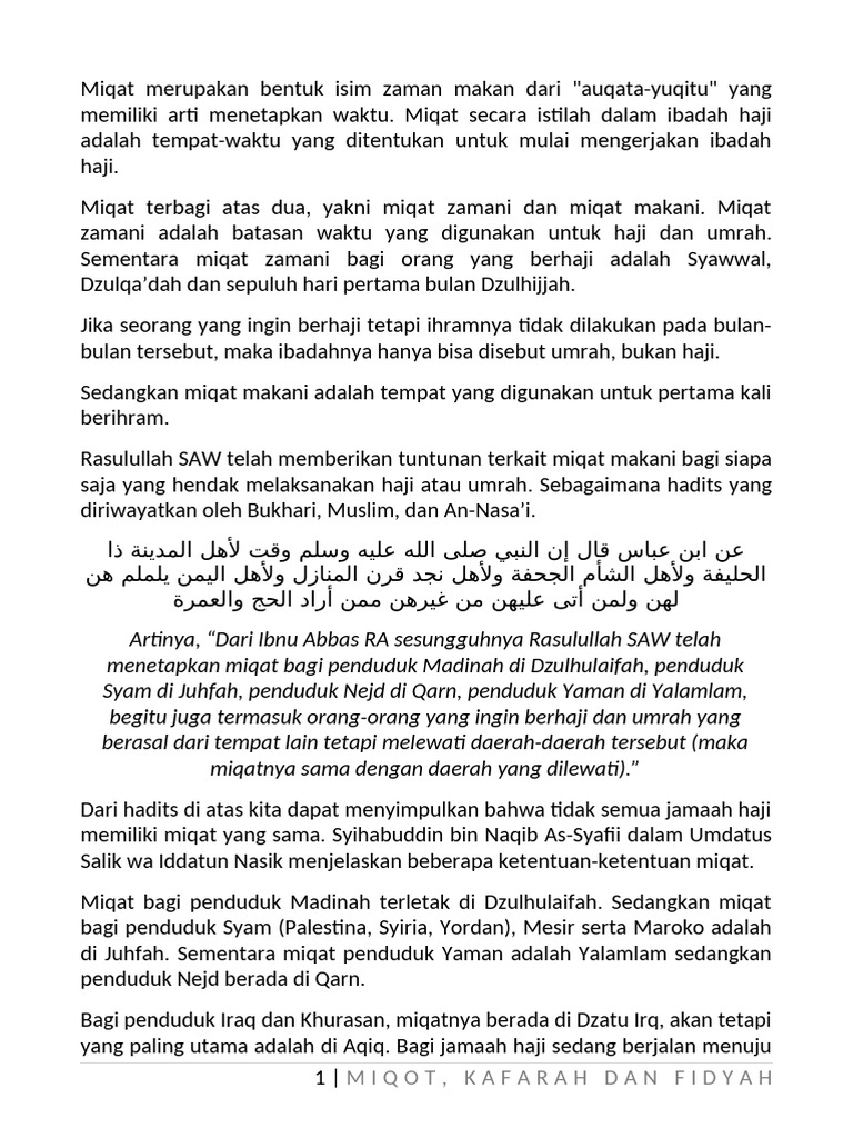 MIQOT, FIDYAH DAN KAFAROT | PDF