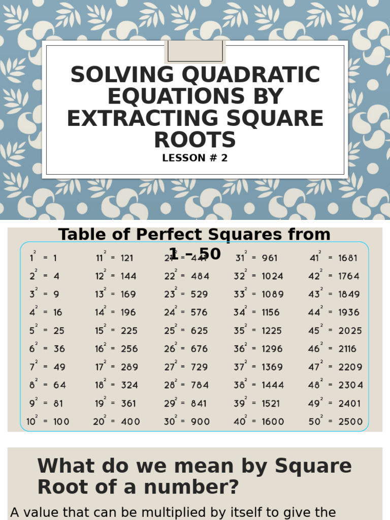 20 21 Gr 9 1st Qr Lesson 2 Extracting the Square Roots [Autosaved] | PDF | Square Root ...