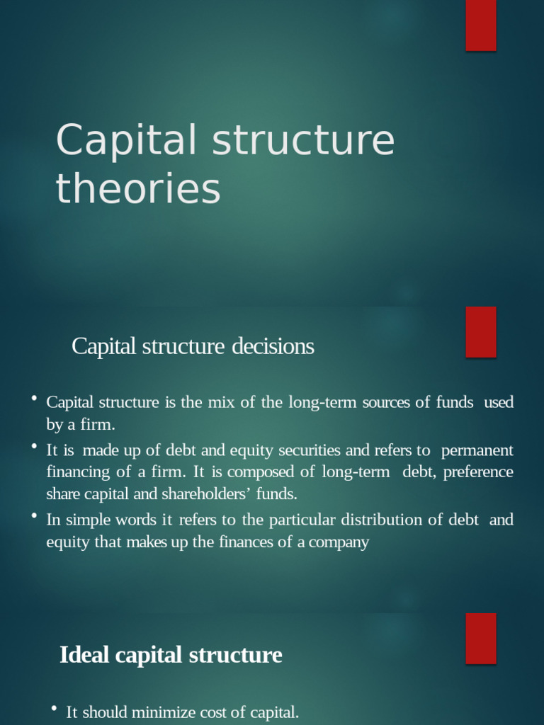 Capital Structure Theories - (Part 1) | PDF | Capital Structure | Cost Of Capital