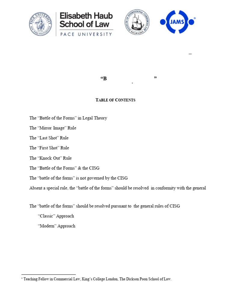 CISG and the Battle of the Forms | PDF | Offer And Acceptance | Legal ...