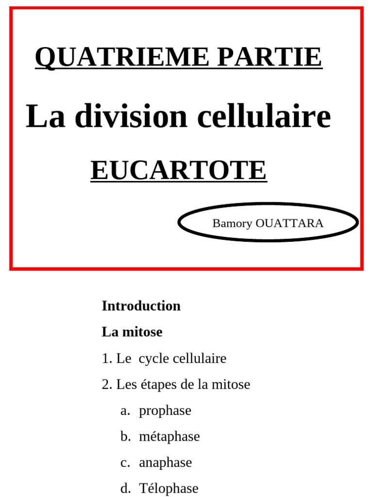 Schéma de la division cellulaire | PDF | Mitose | Chromosome