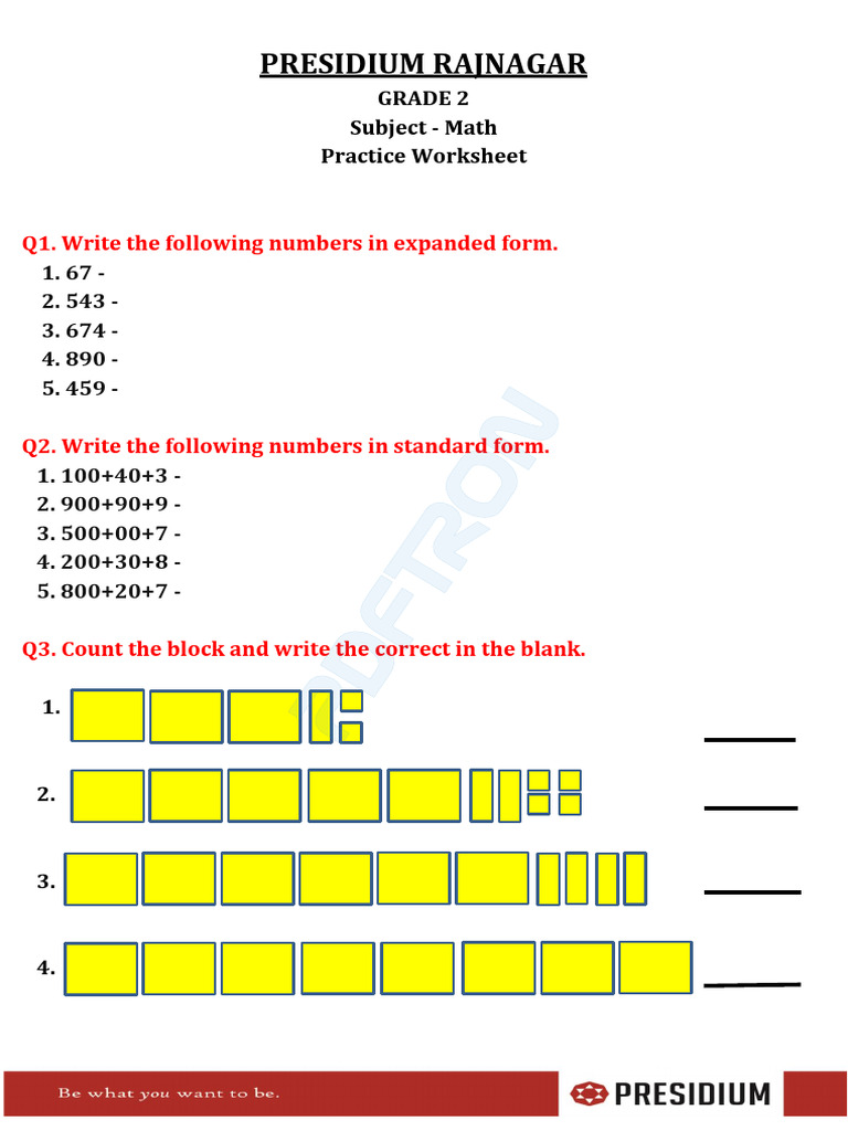 Grade 2 Math Practice Worksheet | PDF