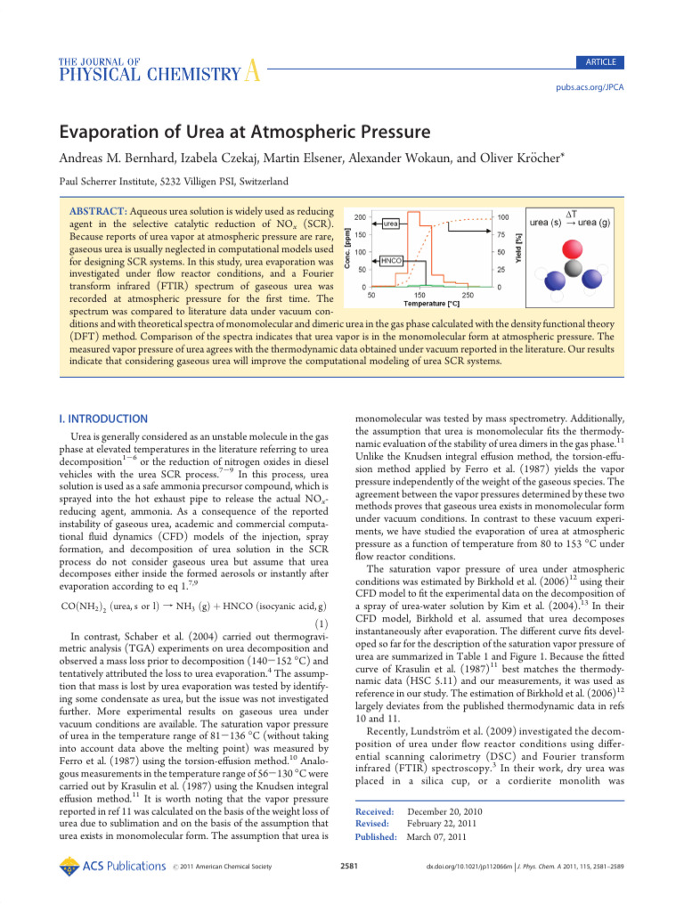 2011-Bernhard-Evaporation-of-Urea-at-Atmospheric-Pressure | PDF | Urea ...
