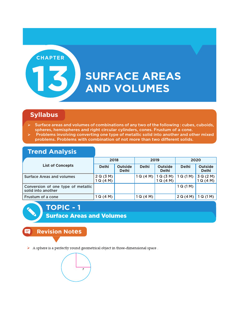 13. Surface Areas and Volumes | PDF | Sphere | Euclidean Geometry