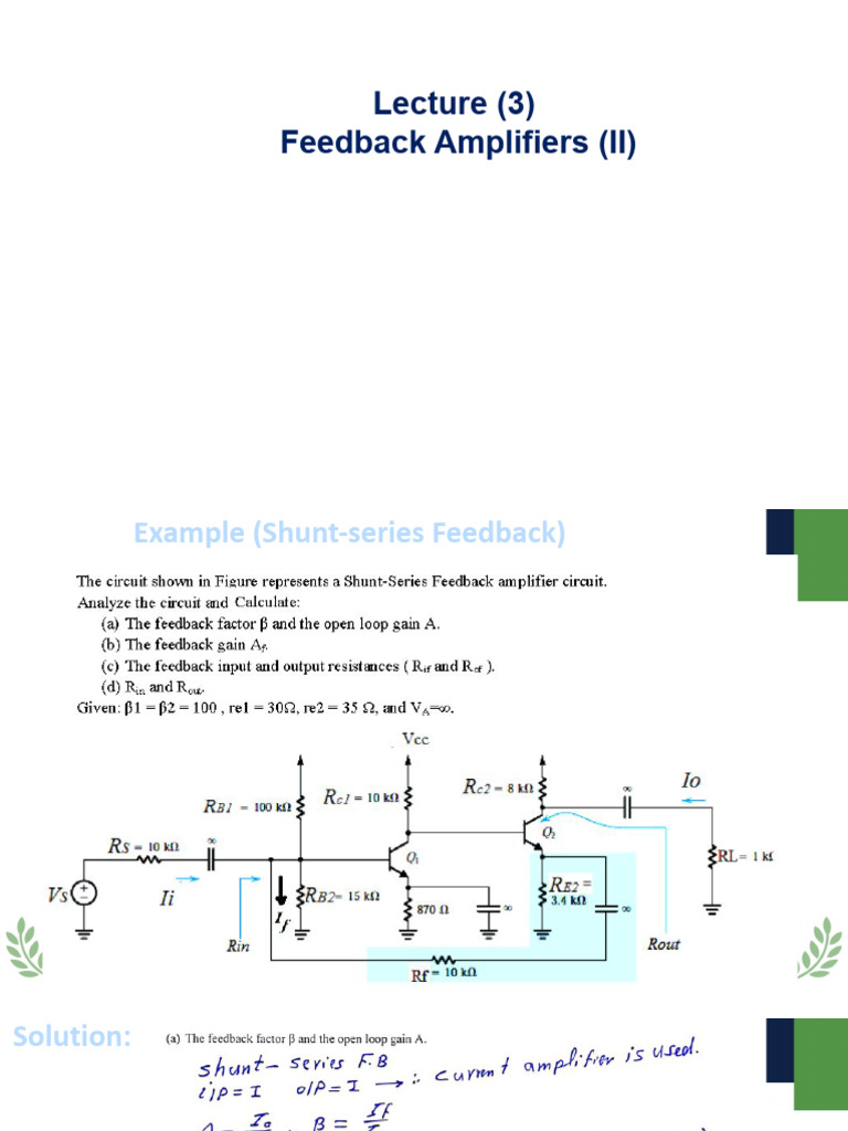 Lec 6 - Feedback Amplifiers | PDF