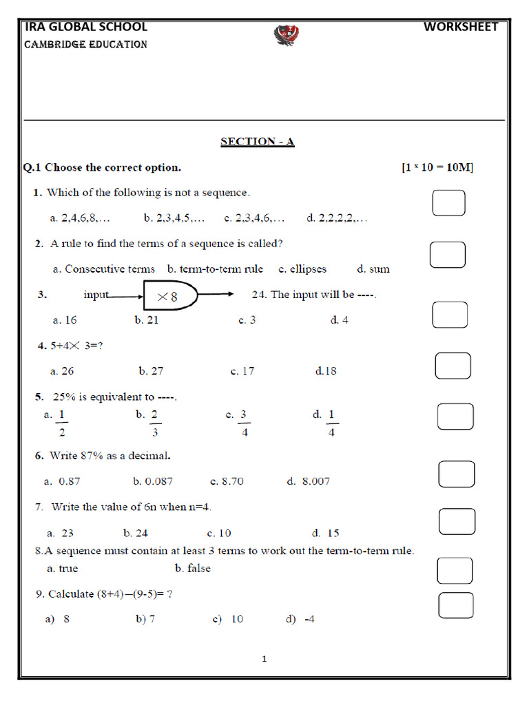 Grade 7 Math UT 3 Rev Worksheet Sides 4 Copies 69 1 | PDF